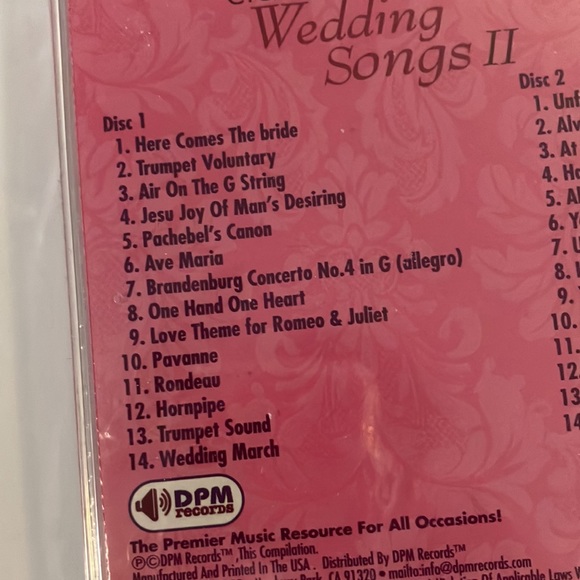 Accessories | New Two Cd Set Classic Wedding Songs Ll Beautiful Wedding Songs | Poshmark